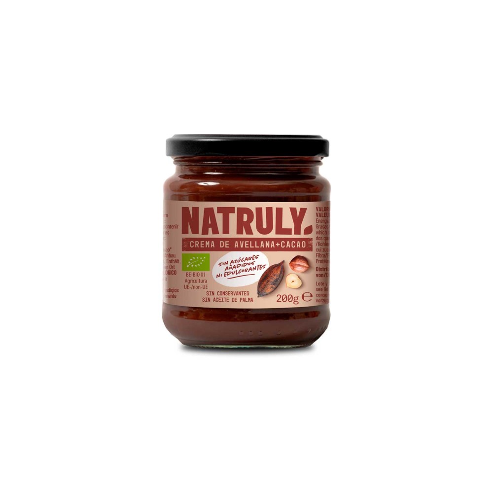 Crema de avellanas y cacao, ecológica, 200 g - Natruly