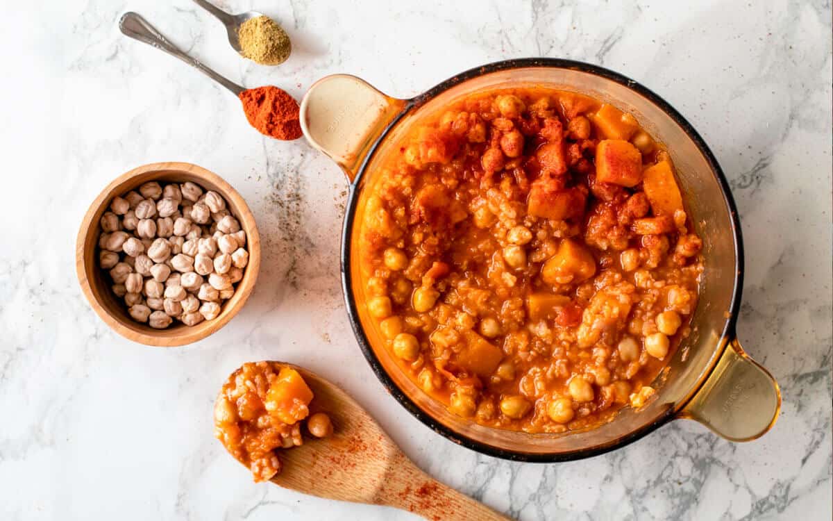 Receta de potaje de garbanzos con arroz y calabaza - Blog Conasi